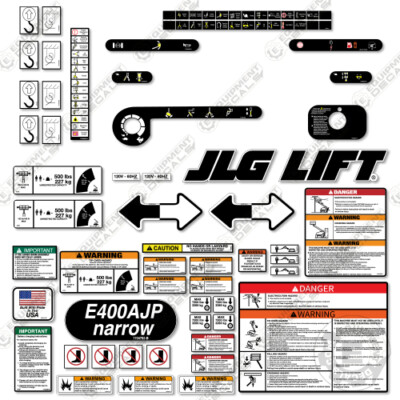 Fits JLG E400AJP Narrow Decal Kit Electric Boom Lift - 3M Vinyl! | eBay