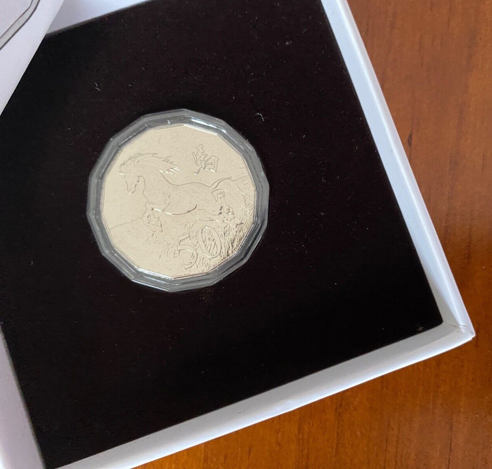AUSTRALIAN: 2014 50 CENT TETRA-DECAGON LUNAR YEAR OF THE HORSE COIN # ...