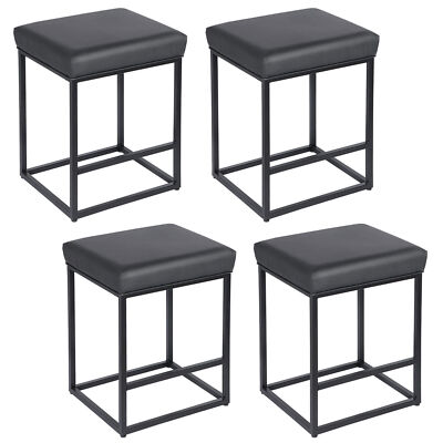 Set of 4 Backless Bar Stools PU Leather Stools Comfortable Dining ...