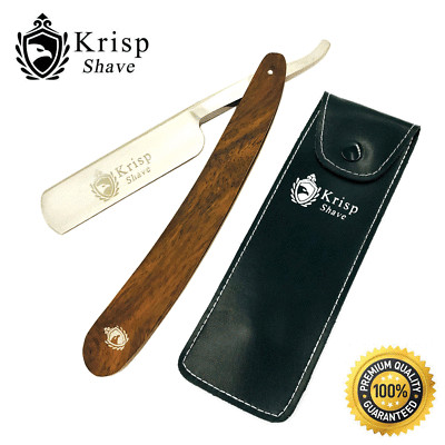 WOODEN SHAVE READY WET BEARD CUT THROAT MEN BARBER STRAIGHT EDGE RAZOR ...