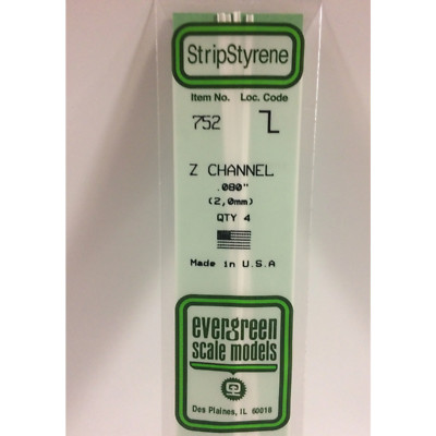 Evergreen Scale Models 752 .080 z U Channel Styrene 4 Pack | eBay