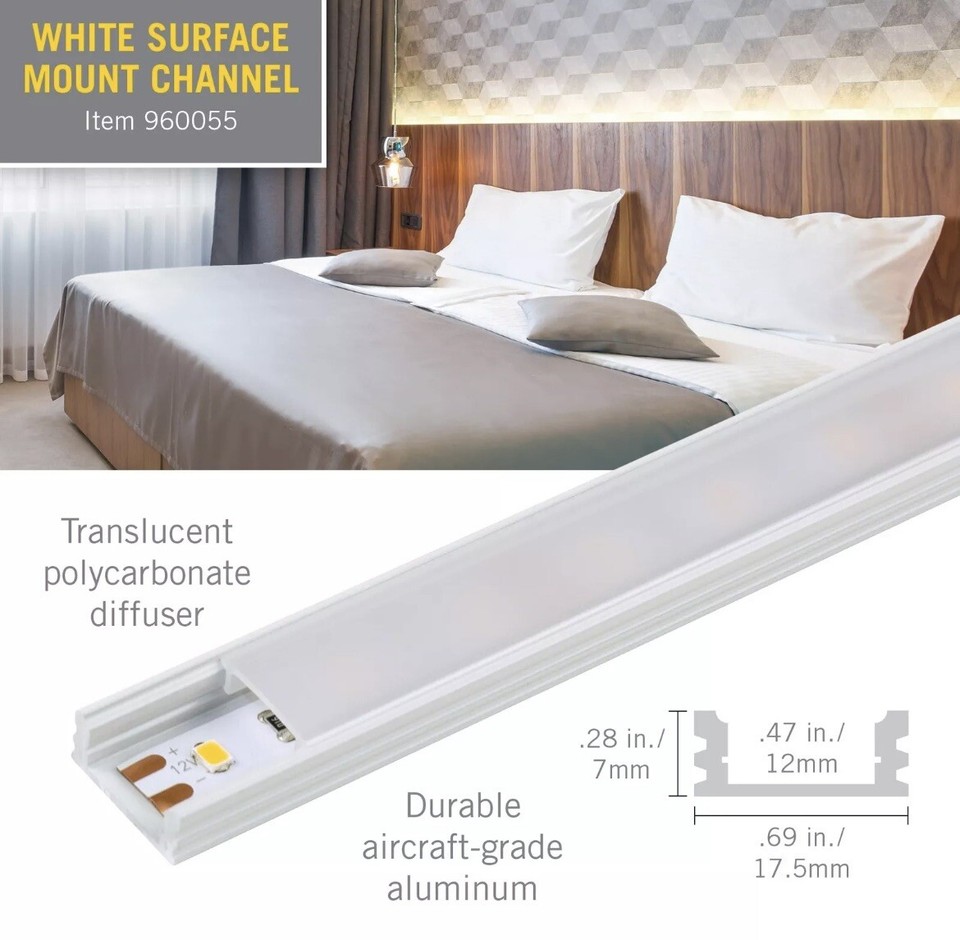 Surface Mount Led Tape Light Mounting Channel 5pack White 960055 | eBay