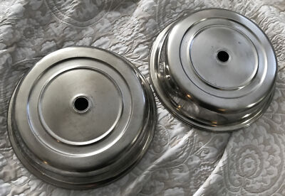 2 Vintage Metal Silver Dinner Plate Covers Hotel Restaurant Food ...
