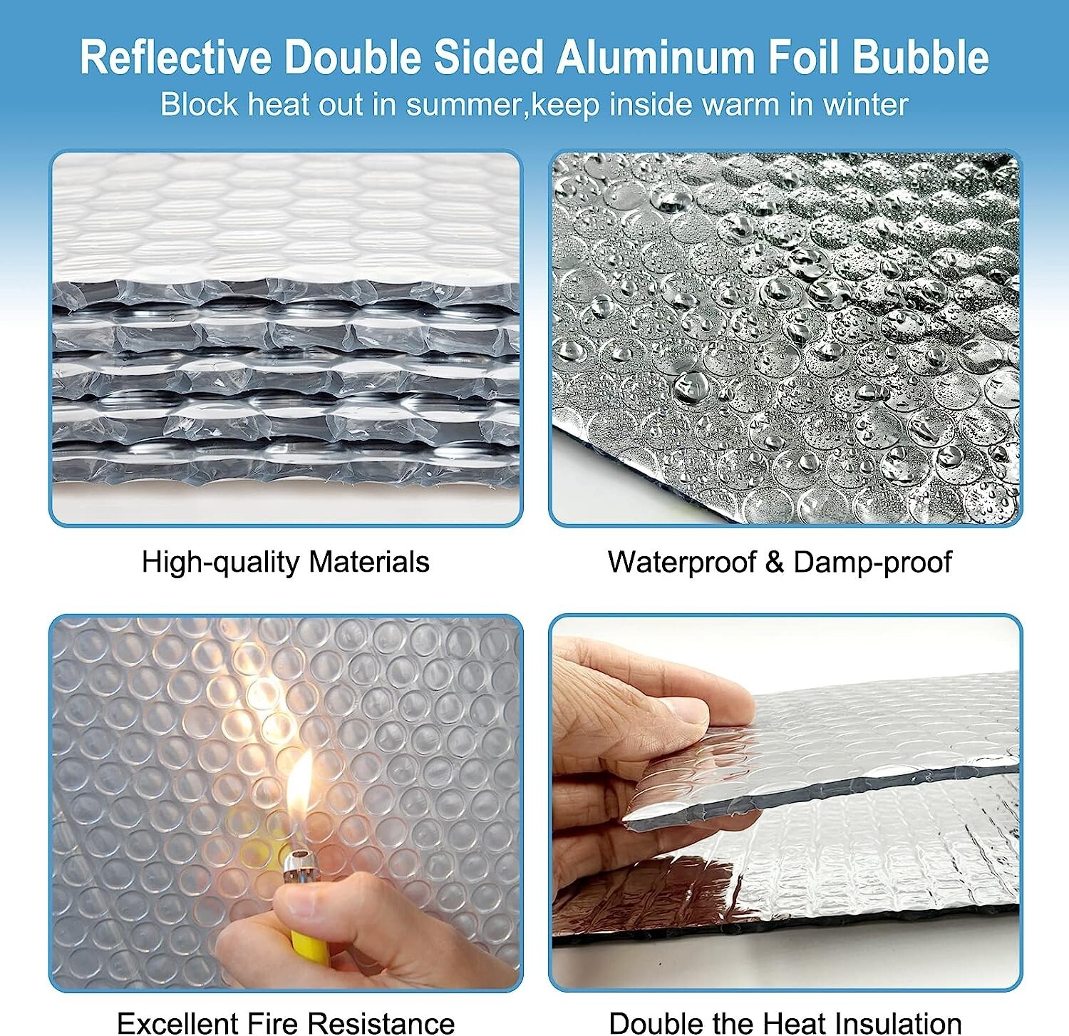 Reflective BUBBLE Foil Insulation RADIANT Barrier 4FT x 125ft FIRE ...