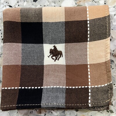 CHECKED BROWN HANDKERCHIEF VINTAGE COTTON CLASSIC MEN ART POCKET SQUARE ...