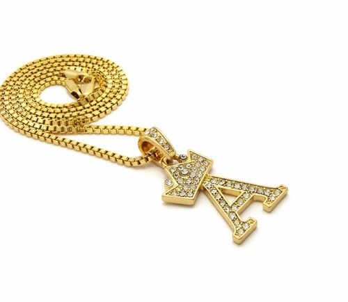 NEW ALPHABET INITIAL LETTERS PENDANT & 24" BOX CHAIN HIP HOP NECKLACES ...