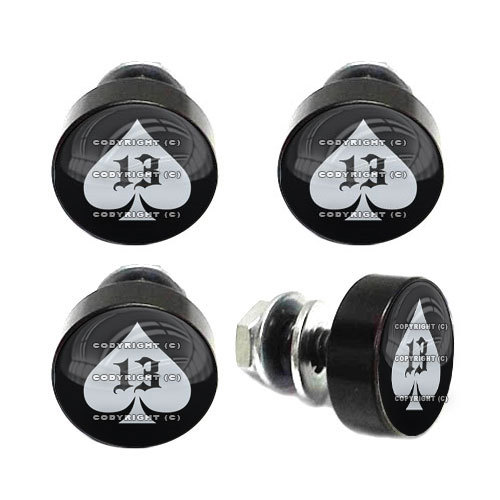 4 Black Billet Spade 13 License Plate Frame Bolts Motorcycle Tag ...