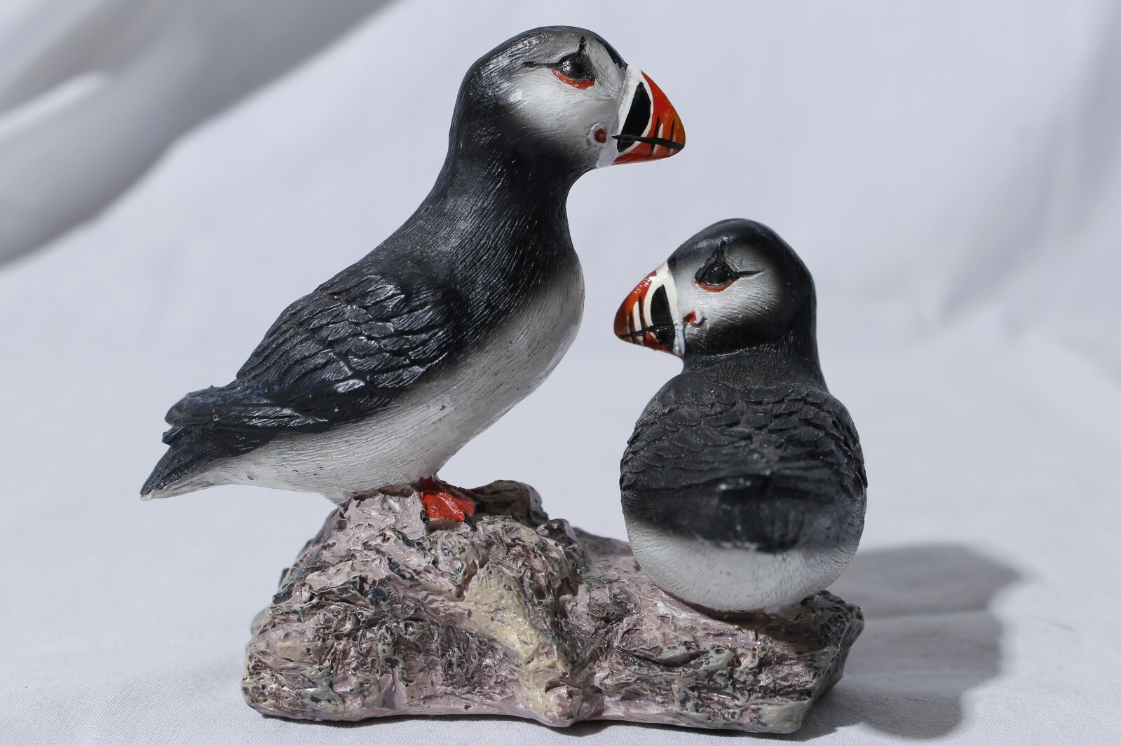 Hand Carved Wood Puffins Desk Studio Art Sculpture Bird Figurine | eBay