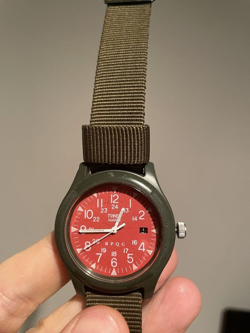 Rare TIMEX x BPQC Collaboration Watch Red Dial Khaki … - Gem