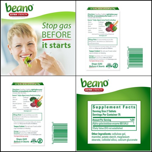 Beano Food Enzyme Dietary Supplement | Help Digest Gas-Causing Foods ...