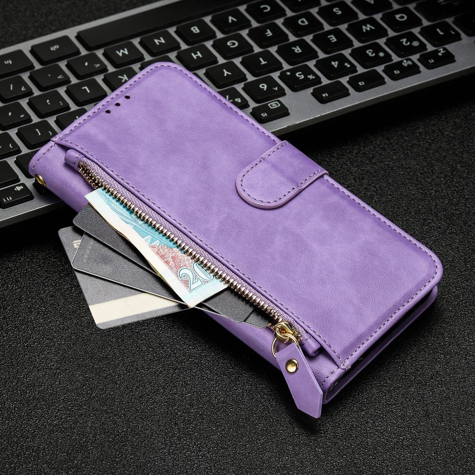 For Various Phone Crossbody Zipper Leather 7 Cards Wallet Case Flip ...