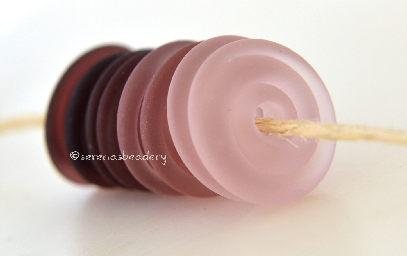 AMETHYST OMBRE Disk Set * handmade lampwork glass disc beads TANERES ...