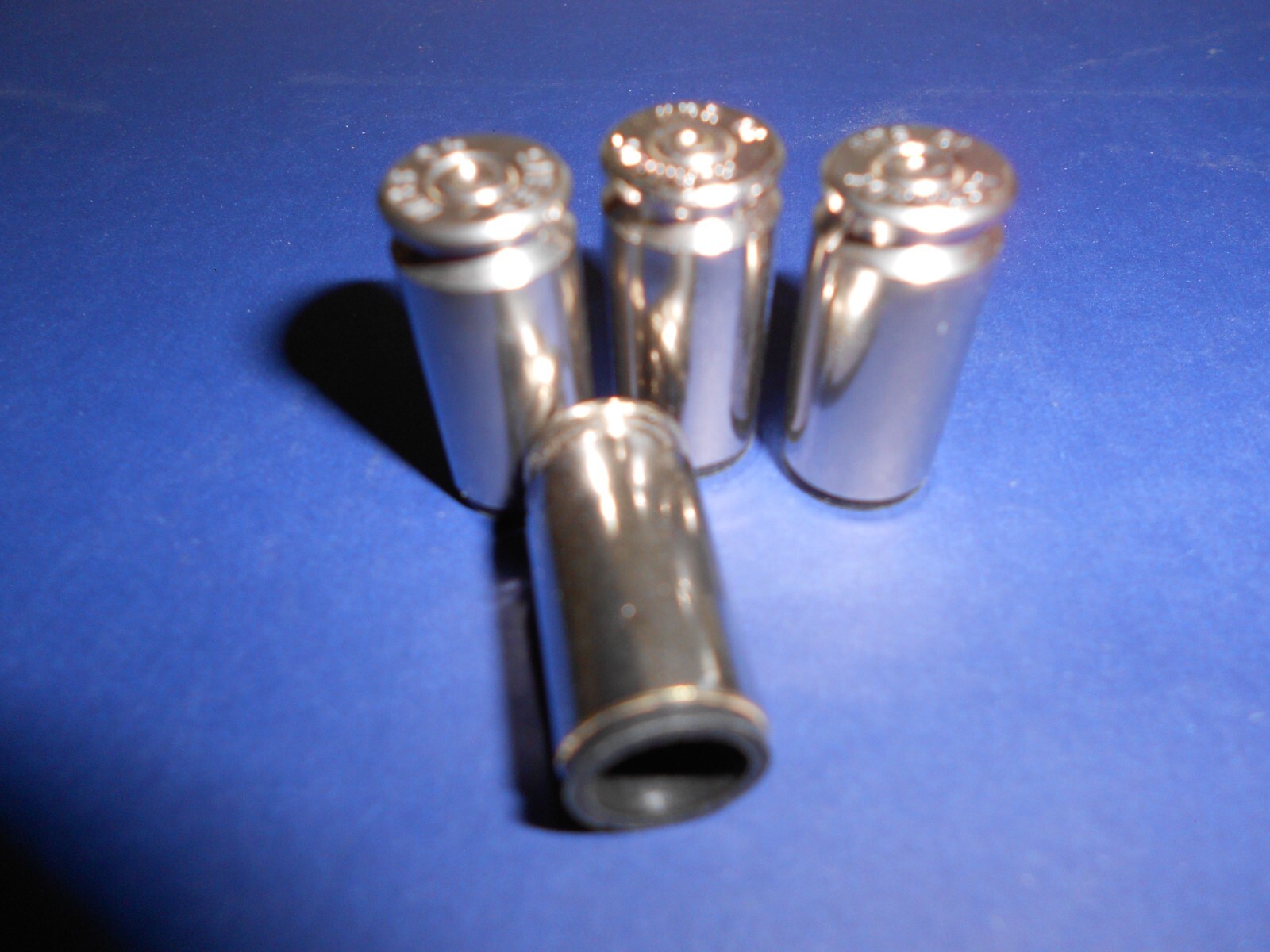Set of 6 Valve Stem caps made from spent 40 S&W caliber Nickel Brass ...