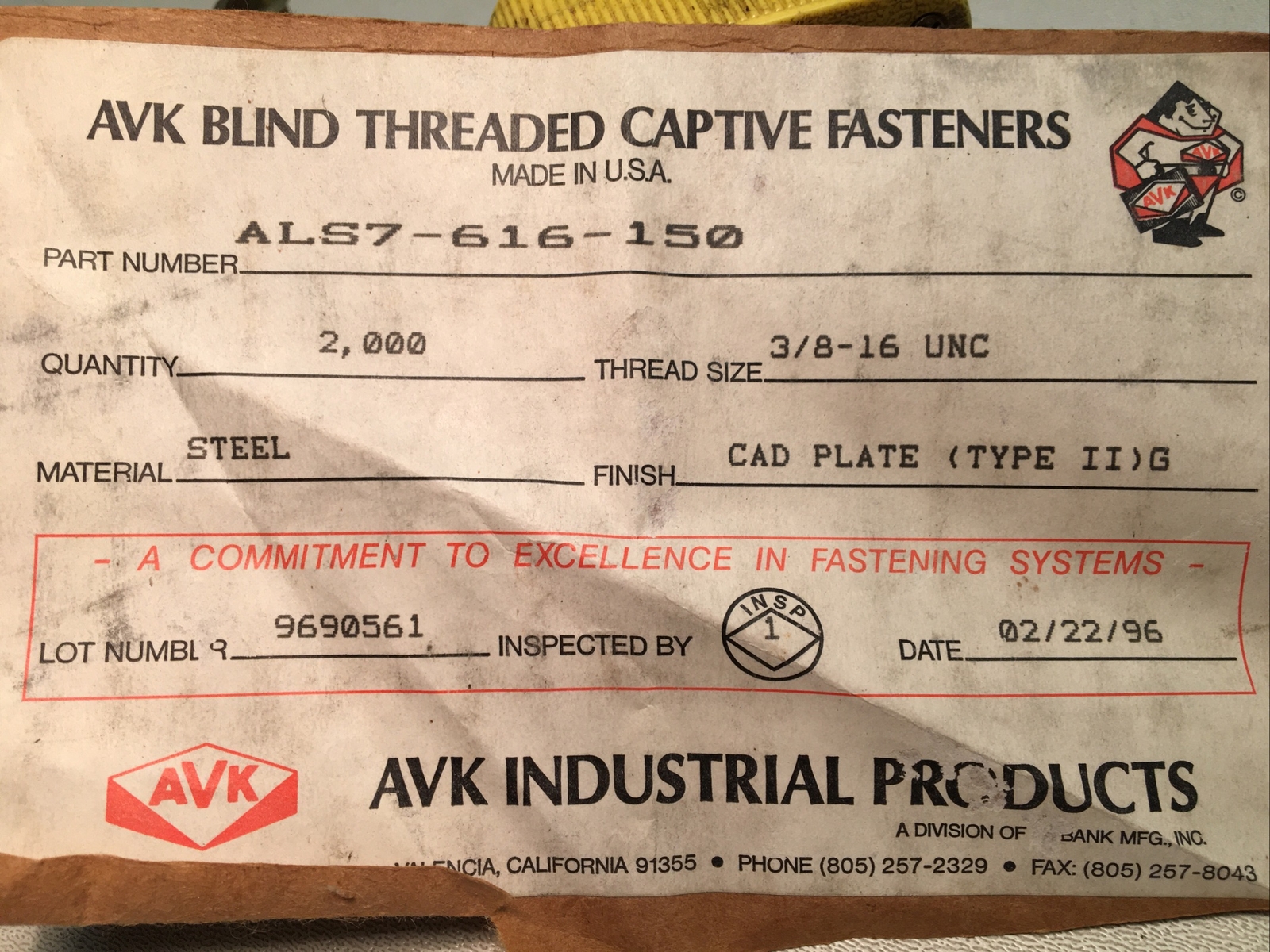 AVK ALS7-616-150(AVK ALS4T-616-150) Rivet Nut,Knurled,Steel,Cadmium ...