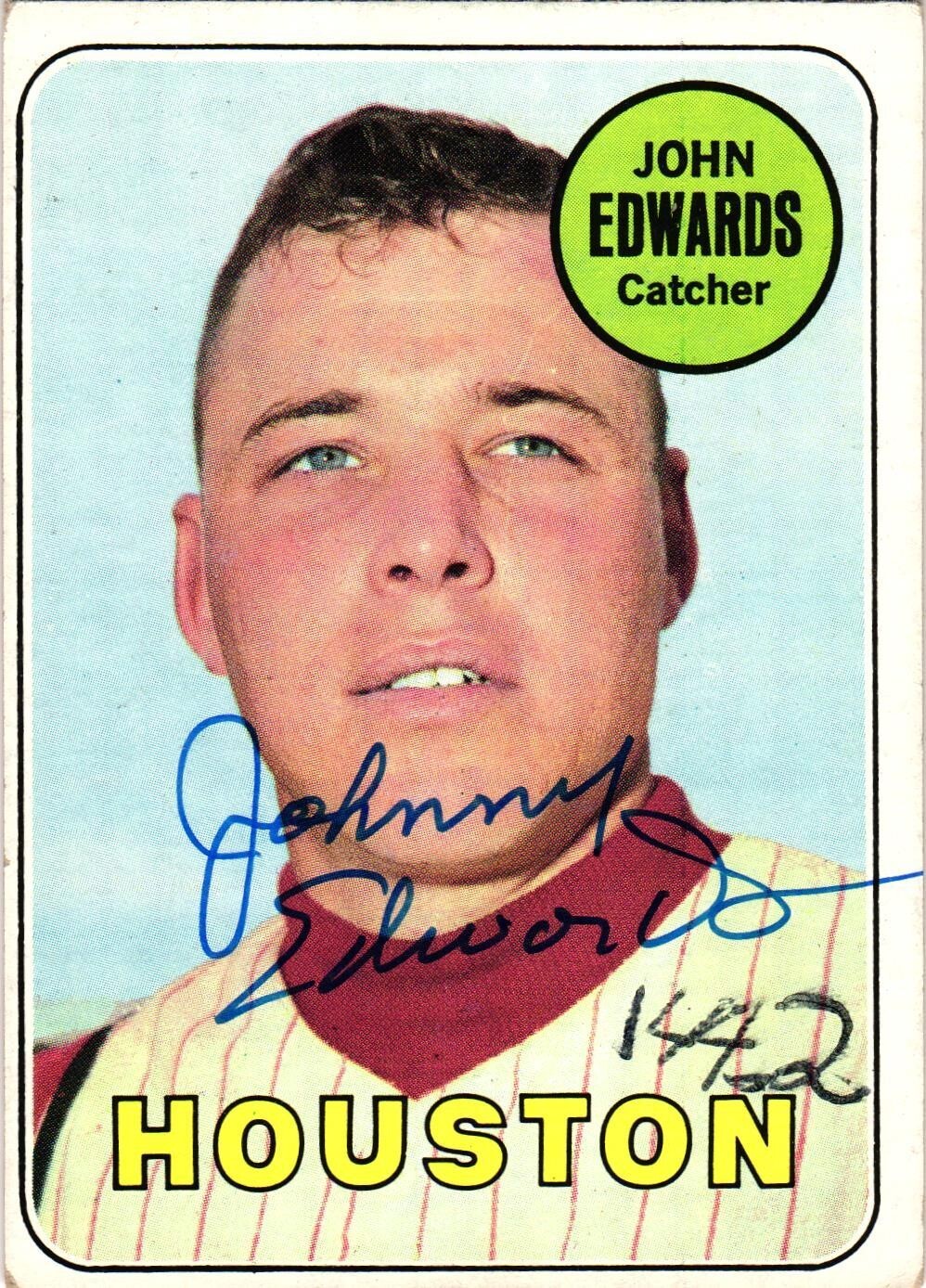 Johnny Edwards John autographed 1969 TOPPS card MLB Signed #186 Astros ...