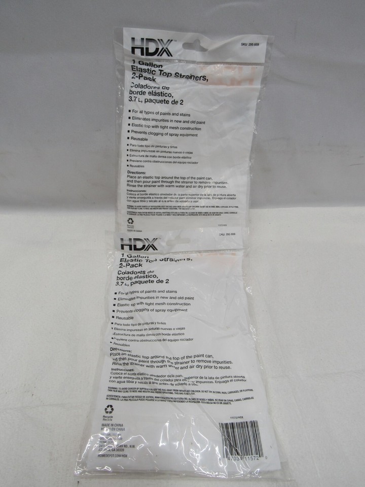 2 Packs of HDX 1 Gallon Elastic Top Paint Strainers, 2 Pack 11572/HDX ...