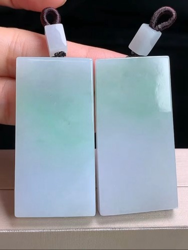 2pcs Vintage Icy Translucent Jadeite Jade Lucky Plaque Pendants【Grade A ...