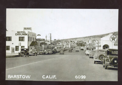 REAL PHOTO BARSTOW CALIFORNIA DOWNTOWN STREET SCENE OLD CARS POSTCARD ...