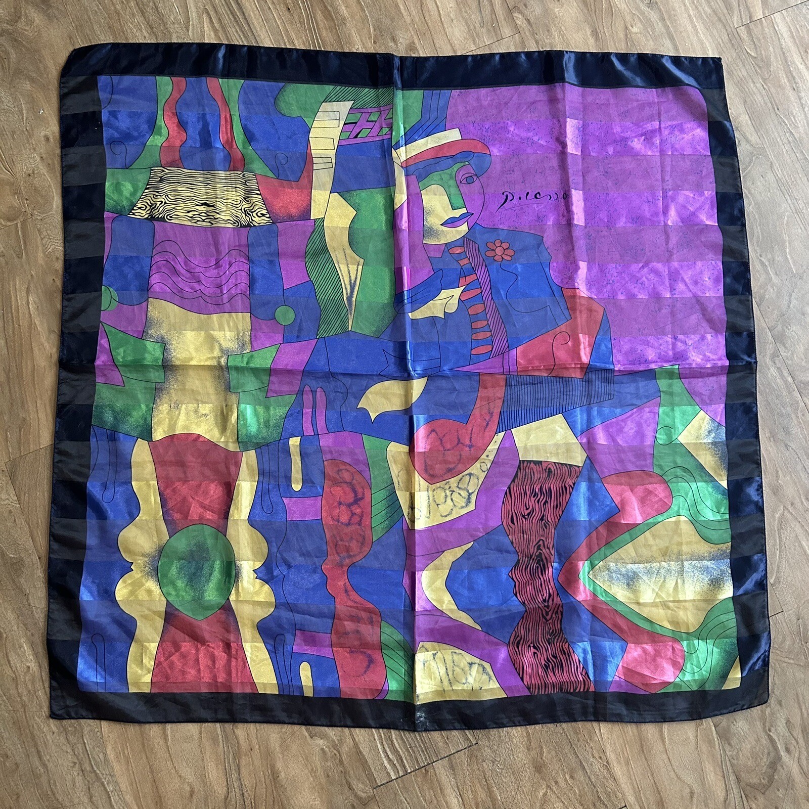 Vintage Picasso Abstract Art Silk Scarf Colorful - Gem
