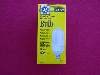 11 GE Low Watts Standard Compact Fluorescent Bulb, 16 Watts # CGX171BT ...