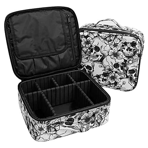 9CH Goth Makeup Bag Organizers Large Travel Case with Adjustable ...