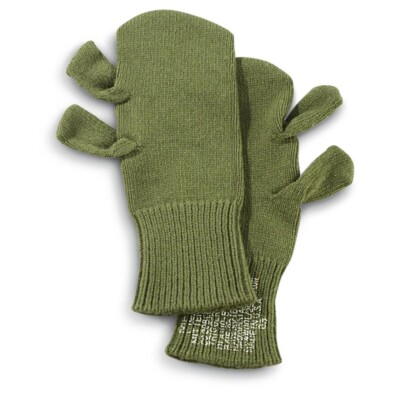 US Military Mitten Gloves Men's Trigger Finger Gun Shooting Green Wool ...