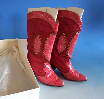 Vintage Disco Stiefel Boots Damen pink Travolta Ära Gr. 38,5 (F024-2368 ...