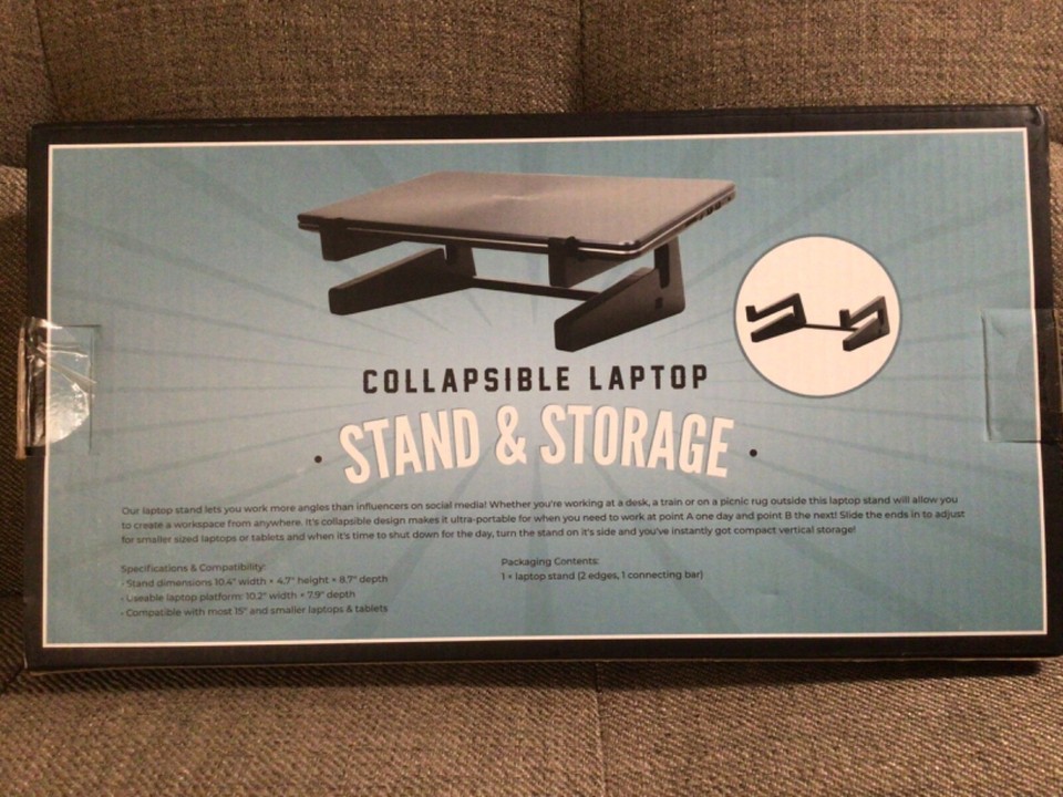 Collapsible Laptop Stand Riser and Storage Wood Black NEW | eBay