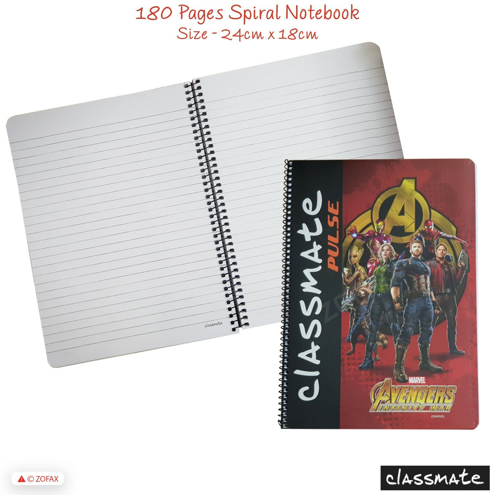 CLASSMATE Avengers 180 Pages Exercise Spiral Notebooks 24cm x 18cm ...