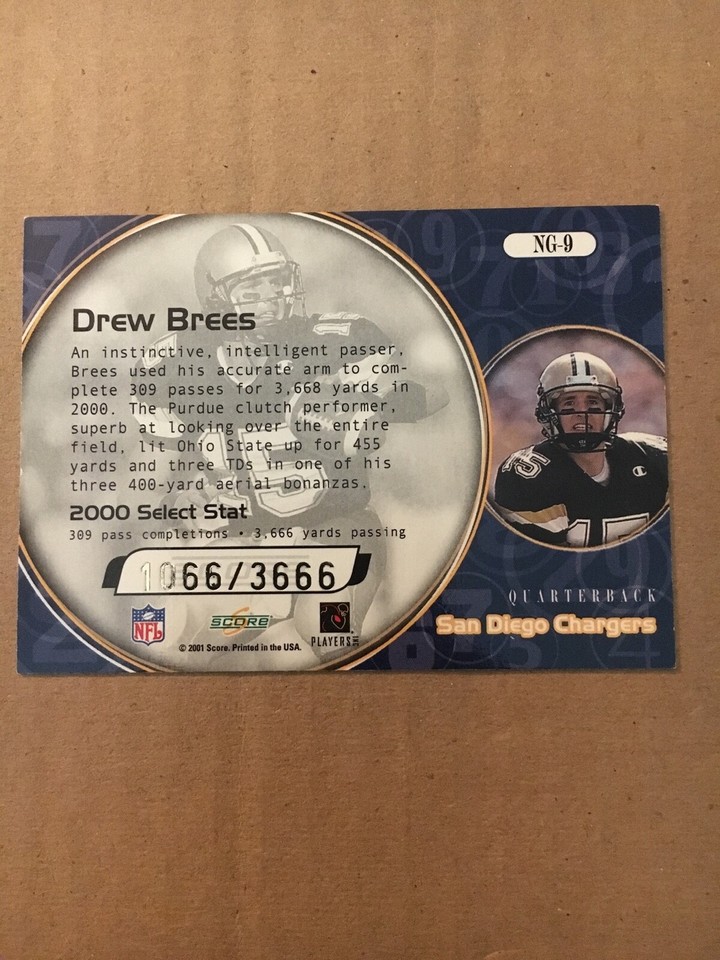 2001 Score Numbers Game Drew Brees RC 1066/3666 | eBay
