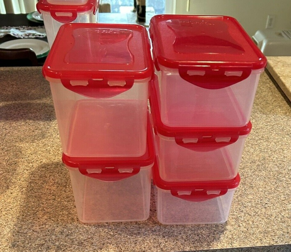 Lock N Lock Pantry Storage Containers Set of 33 containers with Red ...