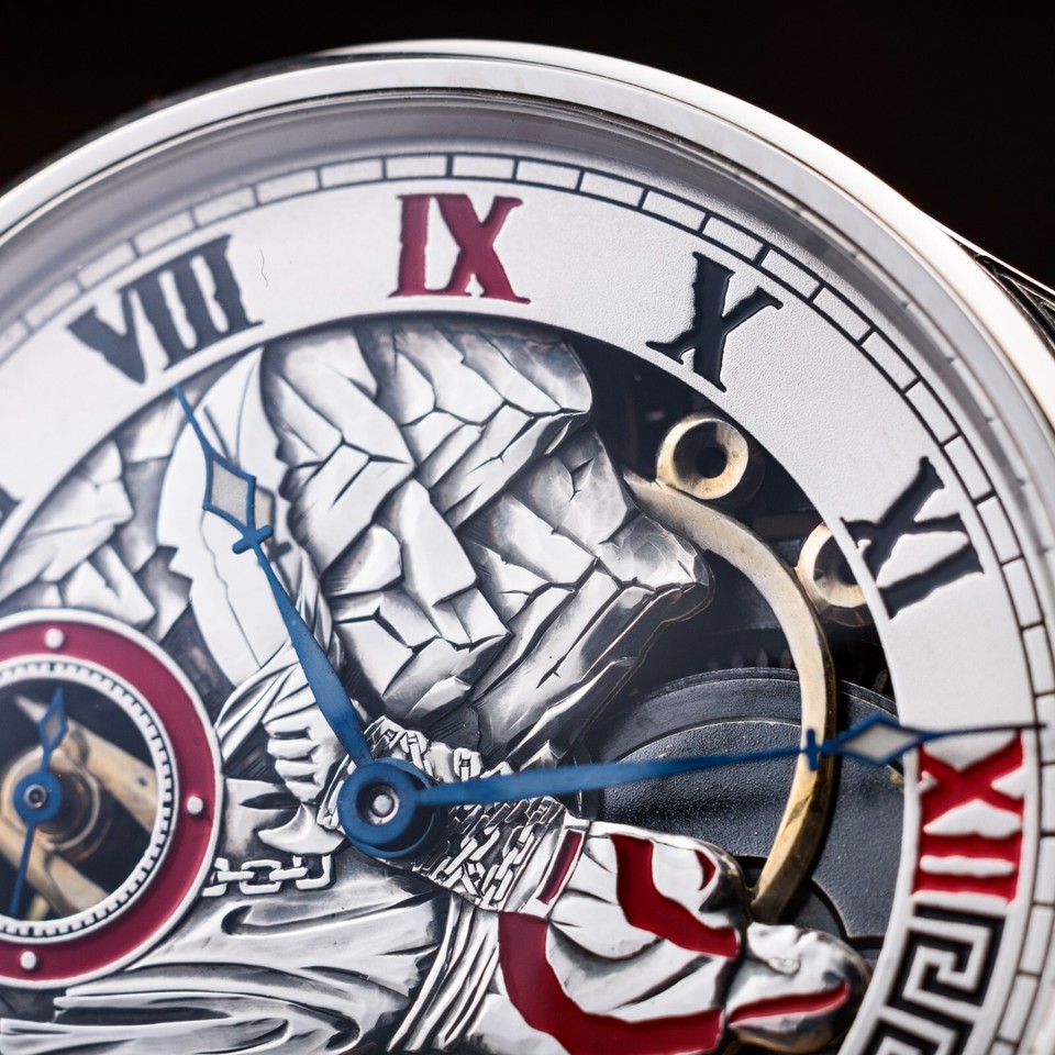 Omega Skeleton Mens Watch Engraved Swiss Silver Dial Steel Case 48mm ...