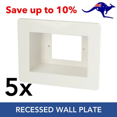 5 x Recessed Power Point Wall Box Plate GPO TV LCD LED + 2 Clipsal ...