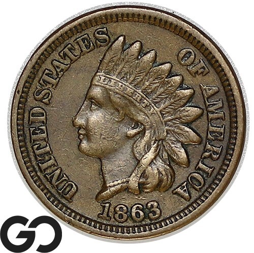 1863 Indian Head Cent Penny, AU Civil War Issue | eBay