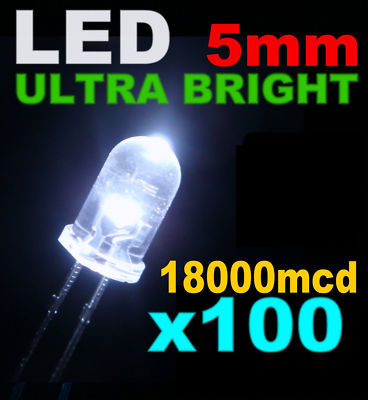 100 LED Blanche 5mm super lumineuse 18000mcd | eBay