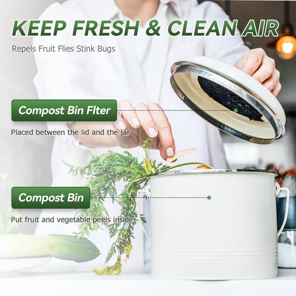 12 Pack Charcoal Filters for Kitchen Compost Bin Countertop Compost ...