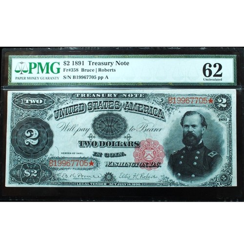 1891 $2 Treasury Note McPherson PMG 62 Uncirculated - Incredible Eye ...