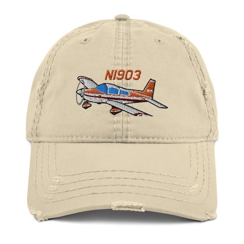 Airplane Embroidered Distressed Cap AIR7ILK97AA1- Personalized with ...