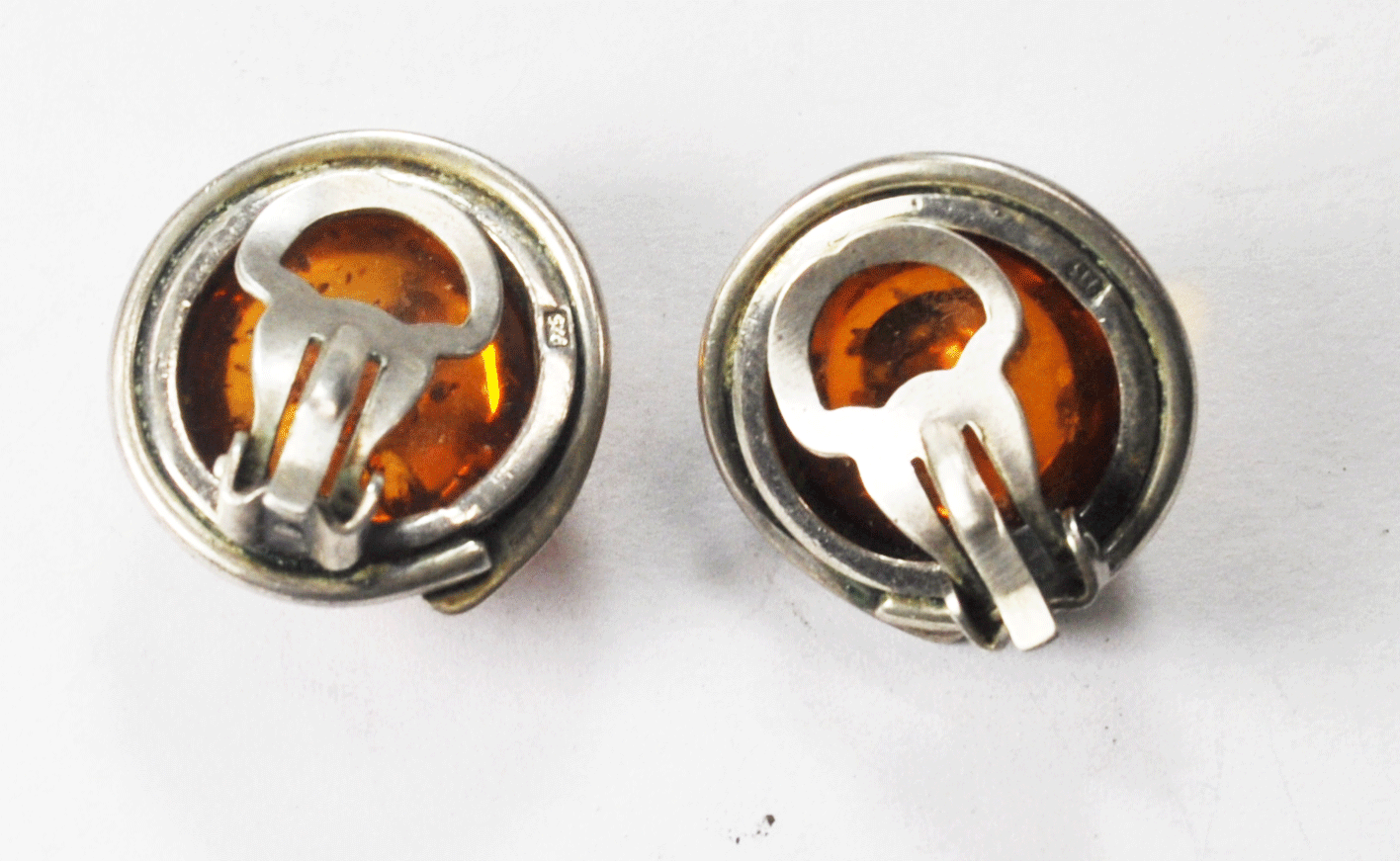 Sterling Silver Round Amber Clip On Earings 21mm | eBay