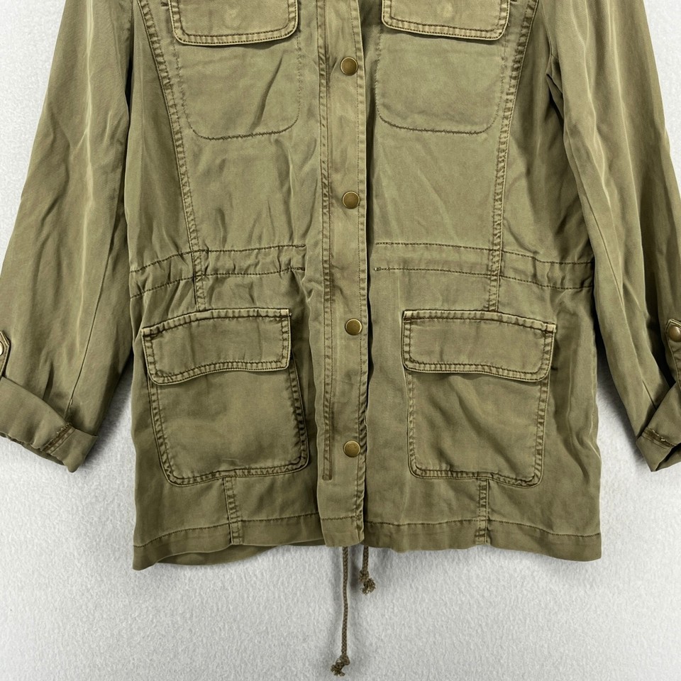 LUCKY BRAND Jacket Womens S Lyocell Denim Utility Button Up Army Green ...