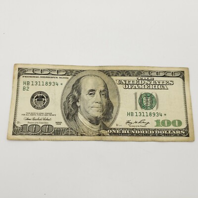 2006 Hundred Dollar $100 Bill Federal Reserve Star Note New York Paper ...