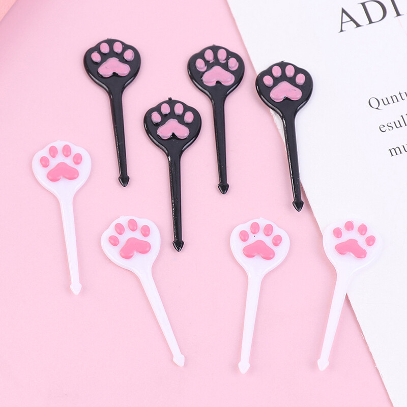 8Pcs/set Cat meat ball cat paw fruit stick cute cake dessert fork ...
