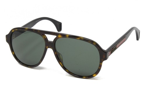 Gucci Sunglasses Men's Aviator Plastic Havana Black 58mm Green Lens ...