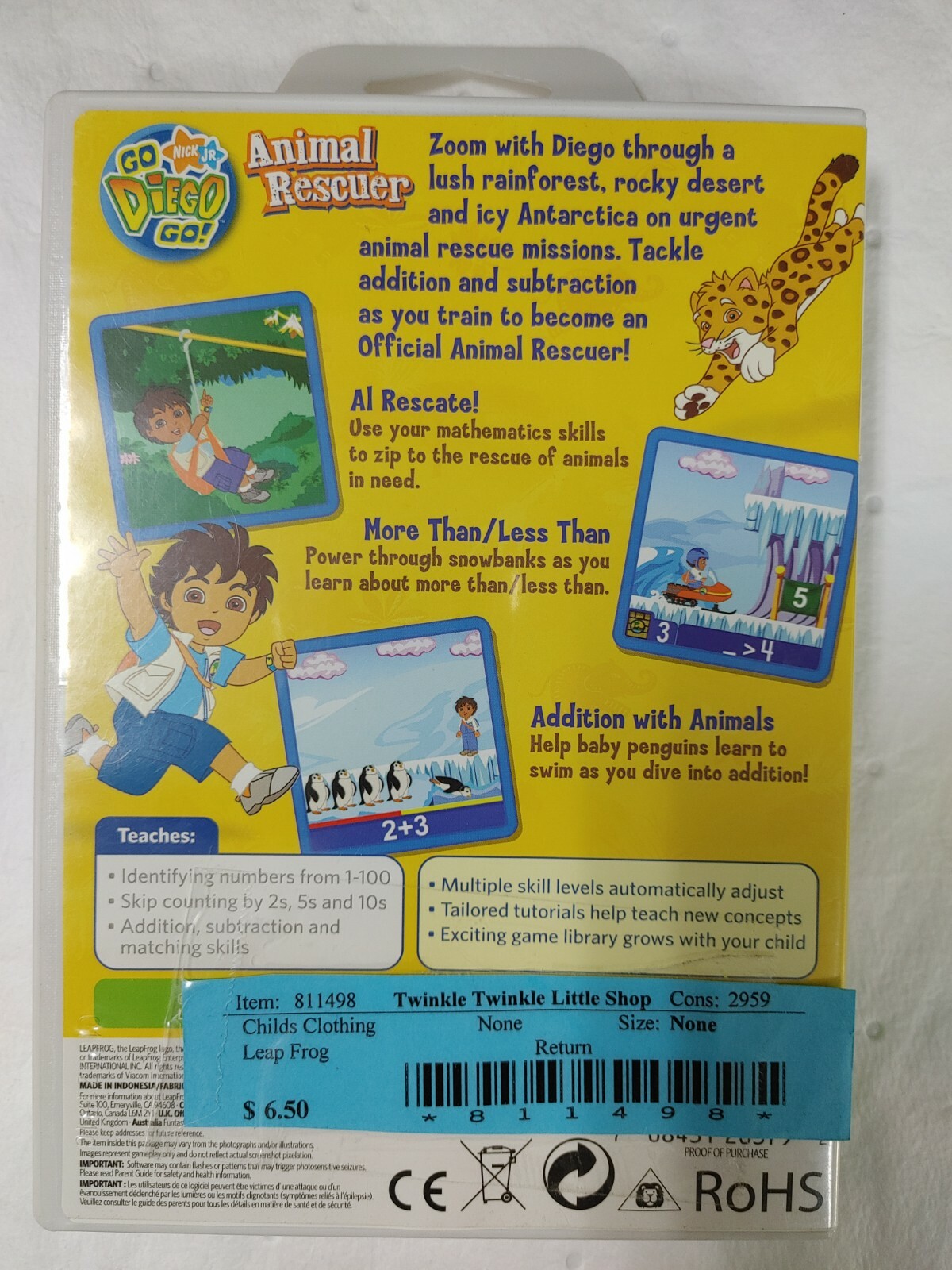 LEAP FROG LEAPSTER Learning Game-GO DIEGO GO ANIMAL RESCUER | eBay