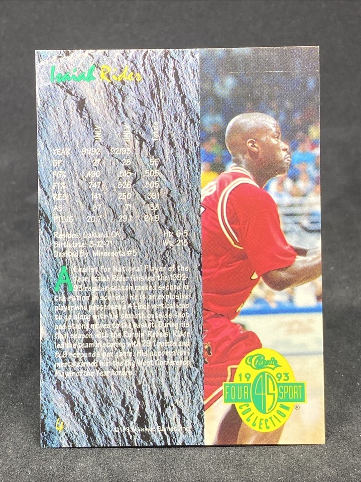 1993-94 Classic Four Sport Isaiah Rider UNLV Runnin' Rebels #4 | eBay