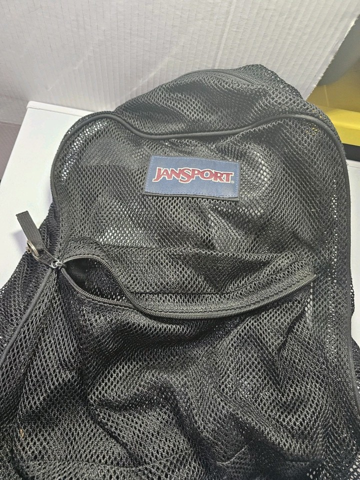 Jansport Black Mesh Stadium Friendly Backpack Preowned Great Condition ...