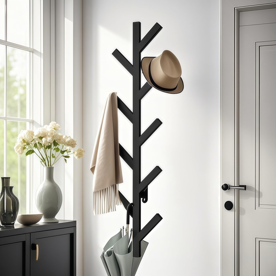 Coat Rack Wall Mounted - 9 Hooks, Coat Hooks for Wall, Modern Metal ...
