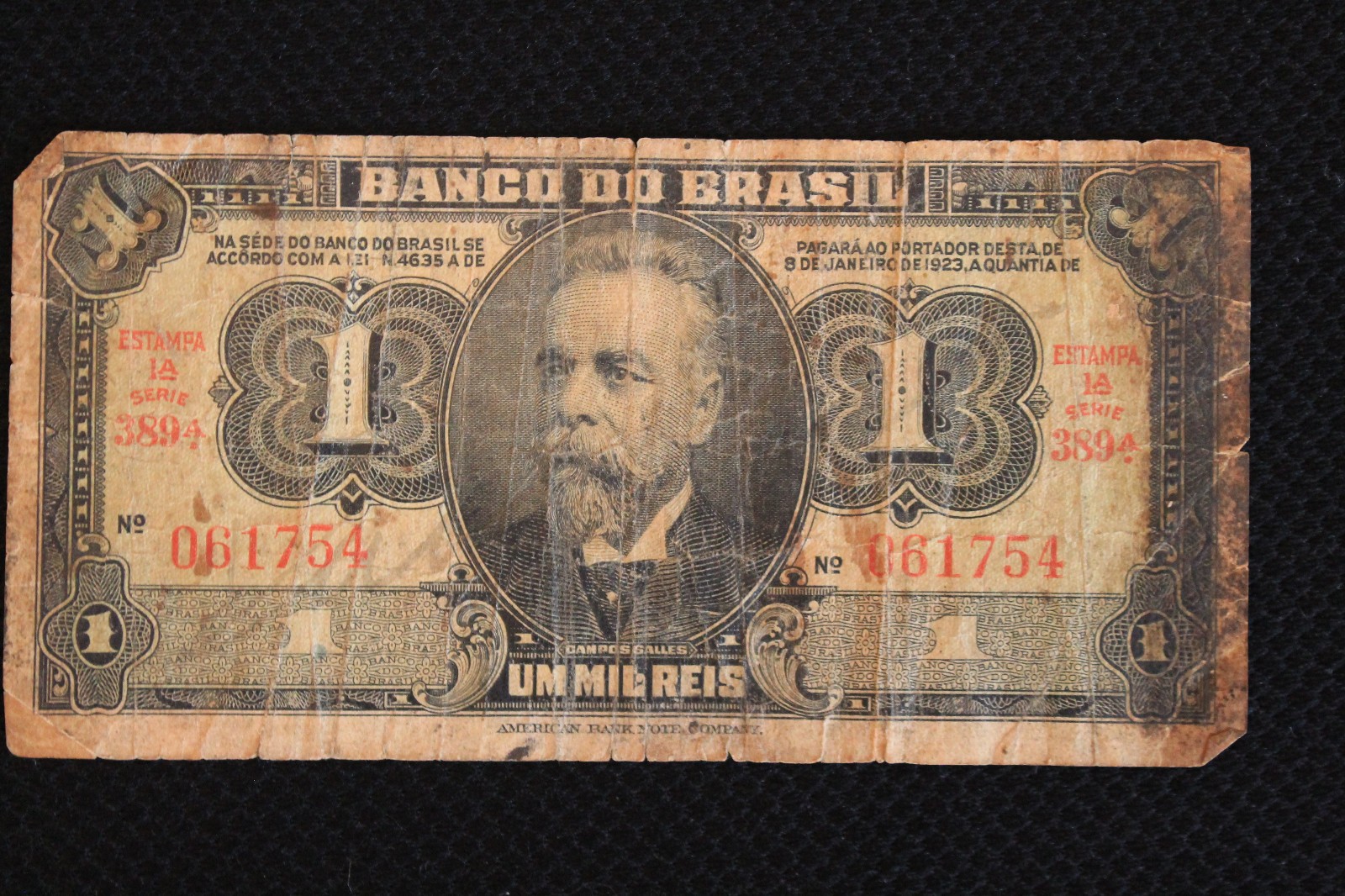1923 Brazil 1 Mil Reis Circulated Banknote P-110Ba World Paper Money | eBay