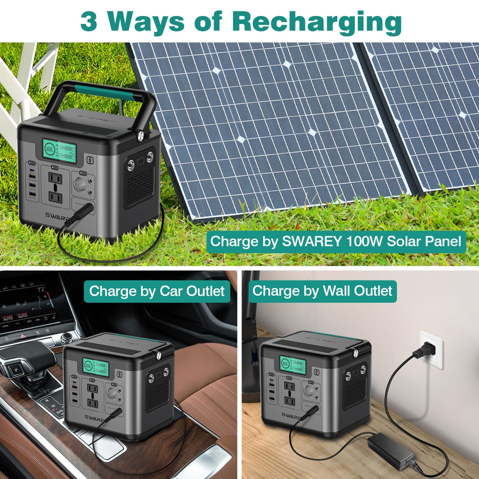 500W Portable Power Station 518Wh Backup Lithium Battery Pack Solar ...