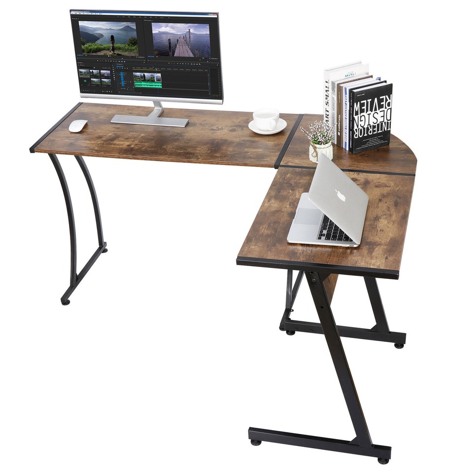 Computer L-Shaped Desk Gaming Laptop Table Corner Workstation Office ...